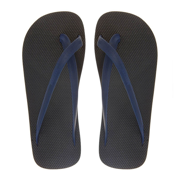BICOLORED CROSS TOE FLIP-FLOP, BLACK WITH INDIGO - DanWard